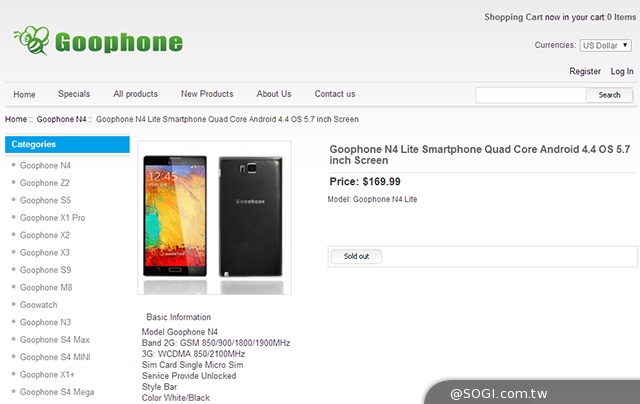 山寨Note 4現身！谷蜂推出Goophone N4/N4 Lite- SOGI 手機王