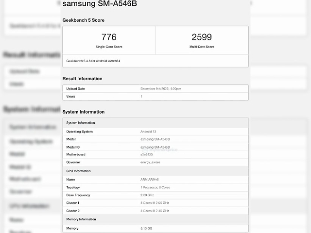 SAMSUNG A54疑現跑分資料庫 規格傳配Exynos 1380處理器- SOGI 手機王