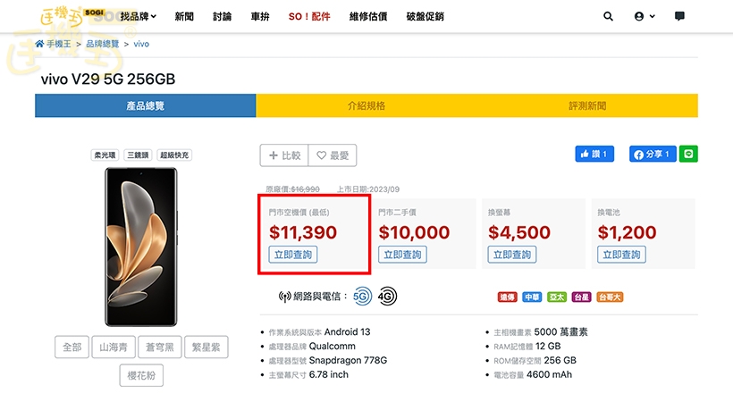 vivo V29 5G怎麼買最划算？通路空機、二手最新價格整理- SOGI 手機王