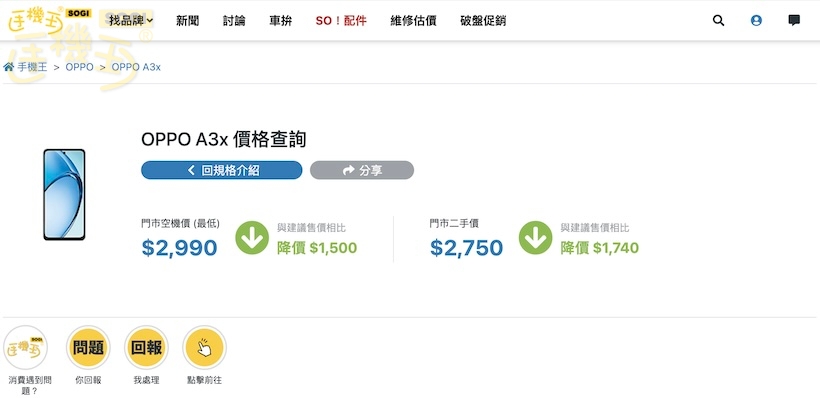 奶油手救星OPPO A3x竟然不用3千元？通路最低價格一次看(2025.8)- SOGI 手機王