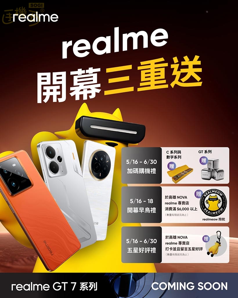 realme品牌專櫃重返南台灣！高雄鳳山NOVA開幕有好禮三重送- SOGI 手機王