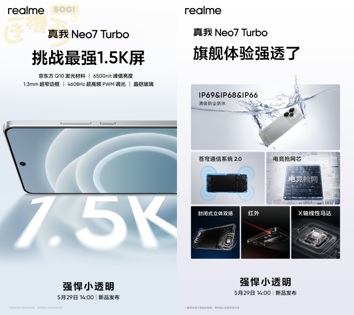透明設計、IP69防水！realme Neo7 Turbo機身特色公布- SOGI 手機王