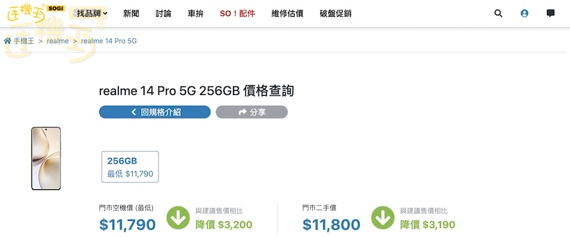 realme 14 Pro 5G上市3個月便宜多少錢？通路最低價格整理(2025.7)- SOGI 手機王